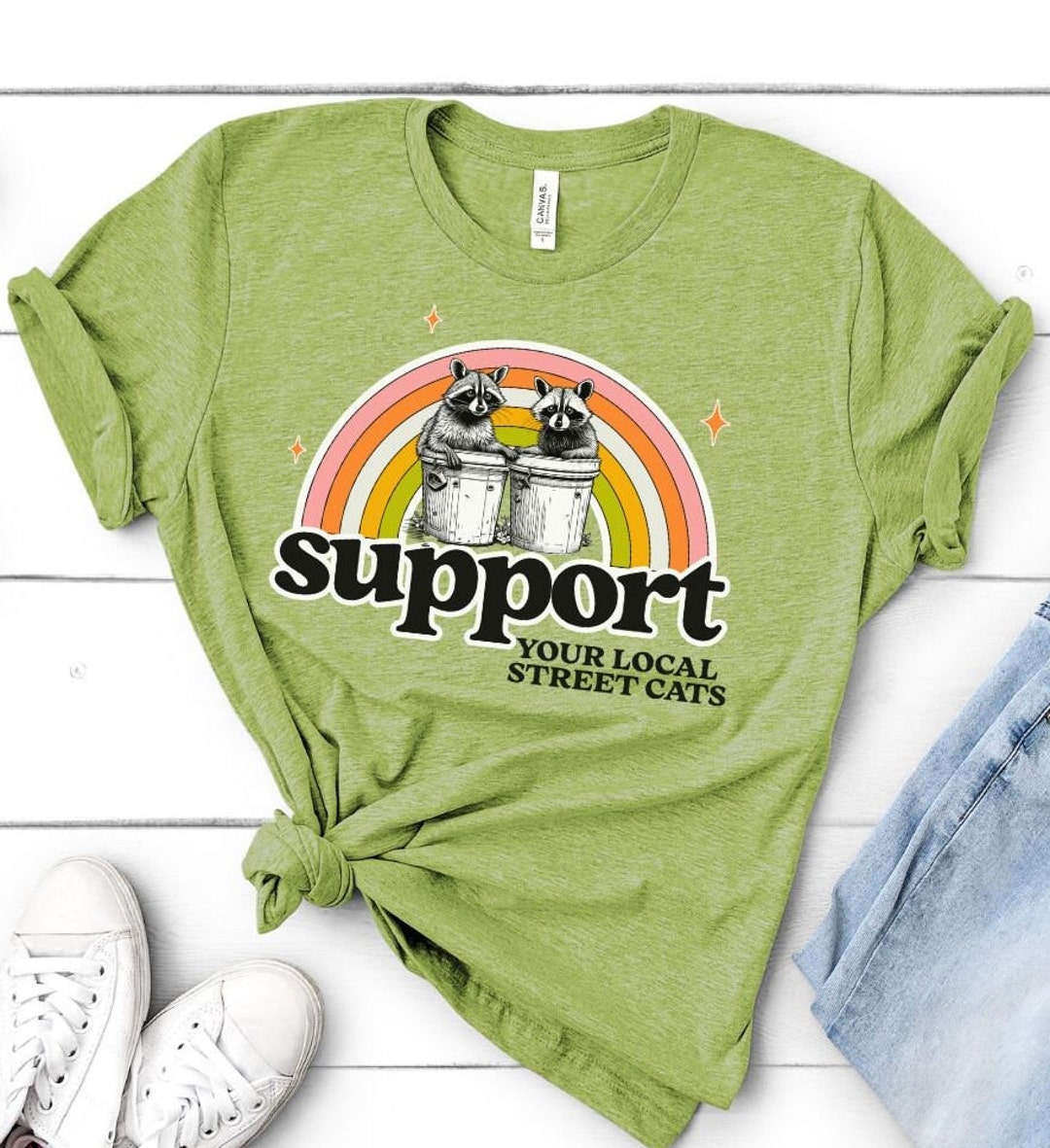 Retro Street Cats T-shirt,funny Tee Shirt Gift Raccoon, Trash Panda ...