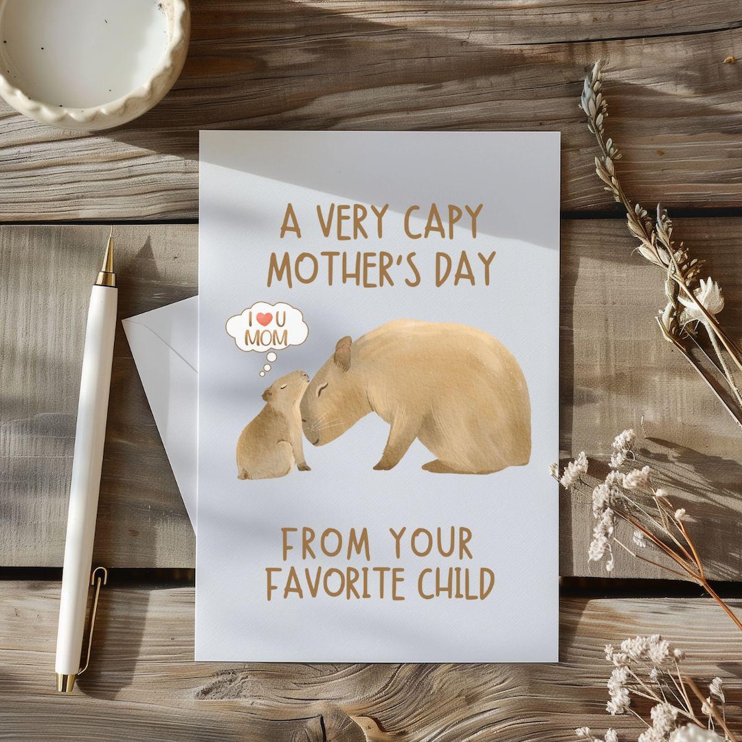 Capy Mother's Day Card, Capybara Whimsical Animal Funny Gift Cute ...