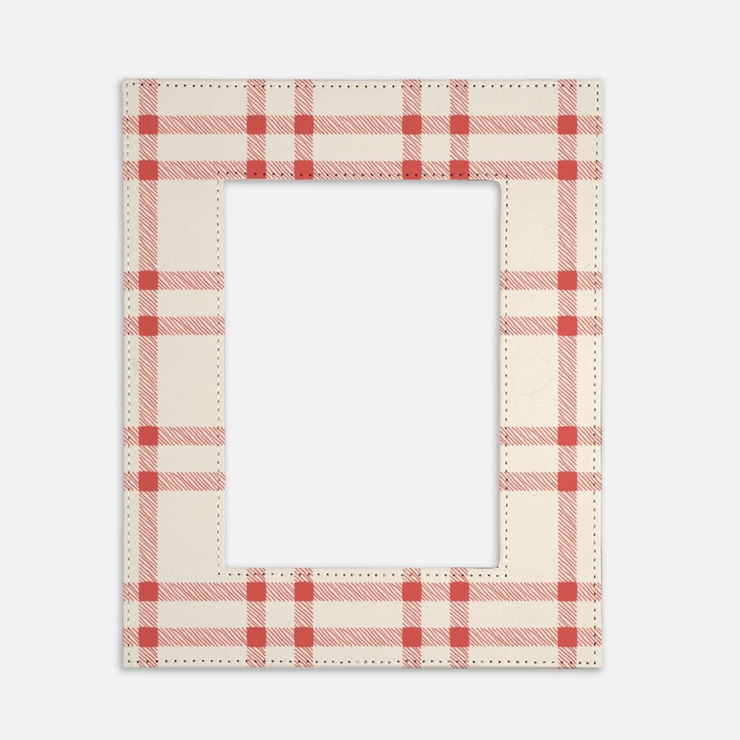 Plaid Photo Frame | Ivory & Red Holiday Decor (8x10, 5x7 Photo) - Etsy
