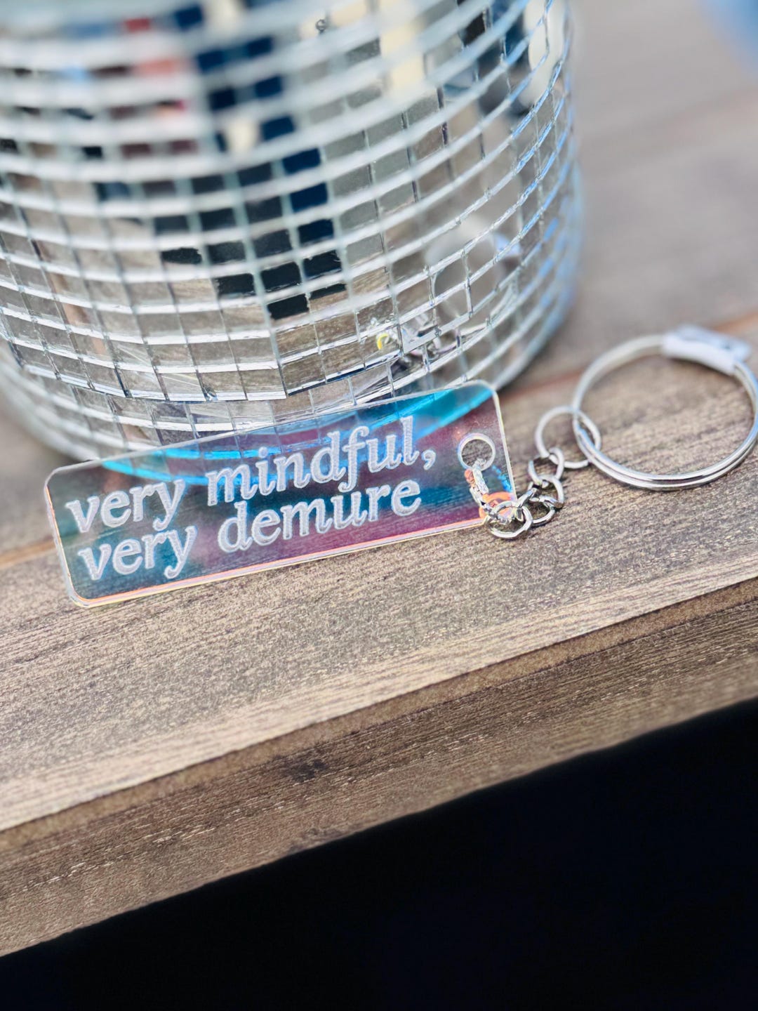 Very Demure Very Mindful Keychain, Trendy Keychain, Holographic ...