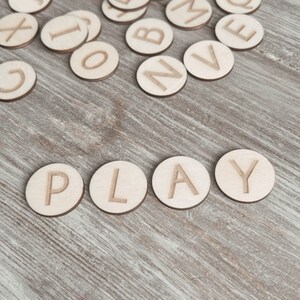 Wood Letter Tiles, Reggio Emilia Tools, Alphabet Coins, Classroom ...