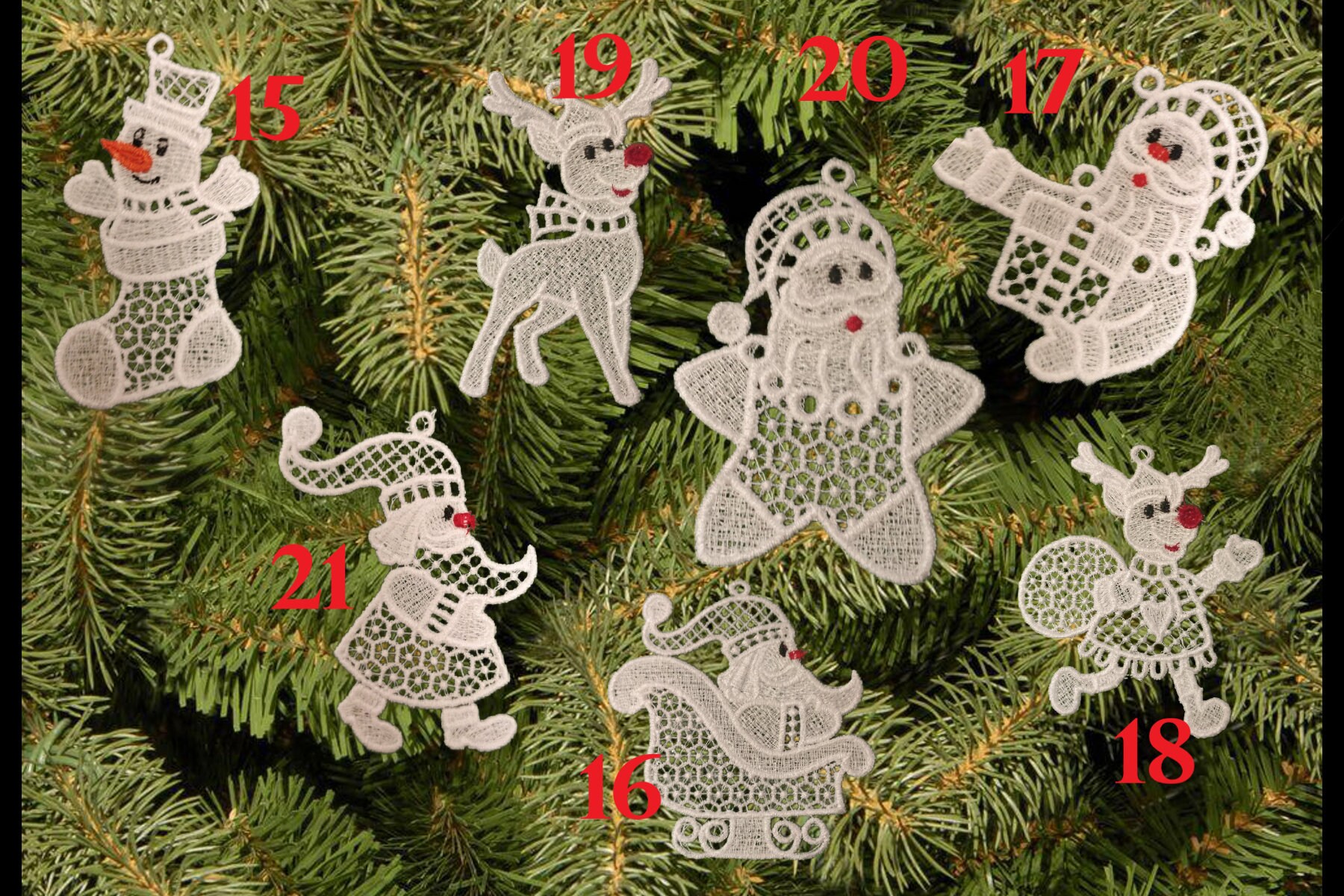 Decorations for Xmas Tree, Snowmen Faces, Santa, Reindeer, Gingerbread ...