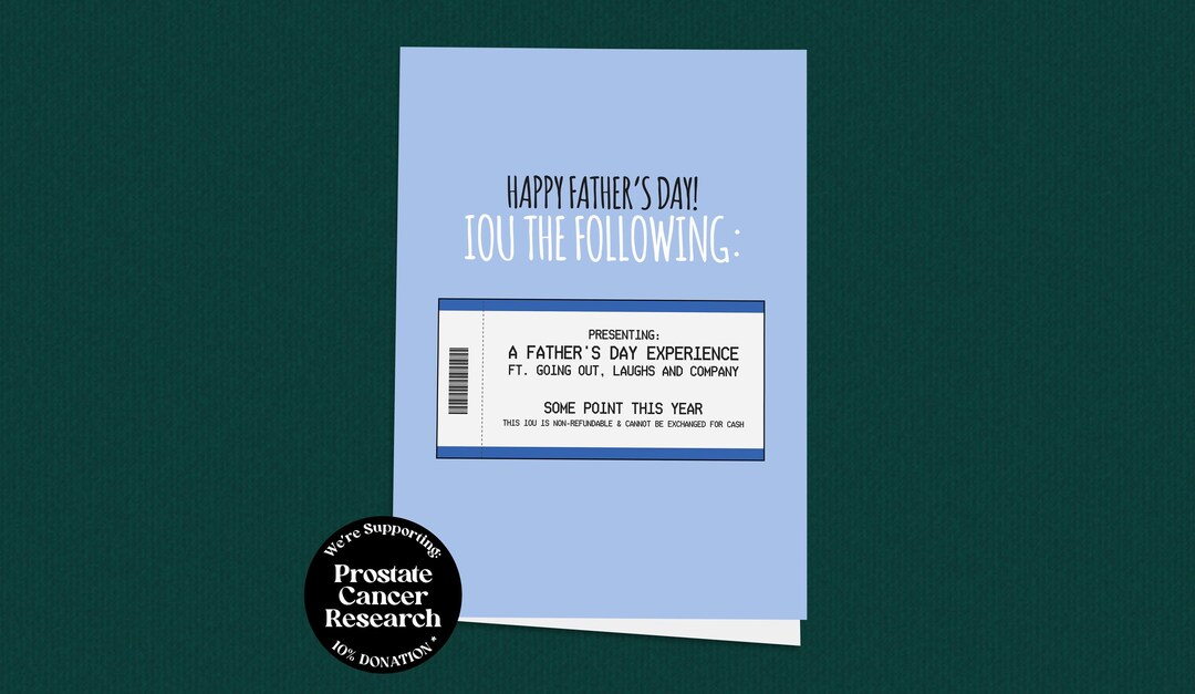IOU Voucher for a Father's Day Experience! Father's Day Card, Unique ...