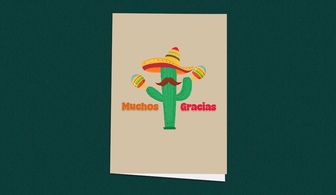 Muchos Gracias! Mexican Themed Thank You Card, Modern Greeting Card ...