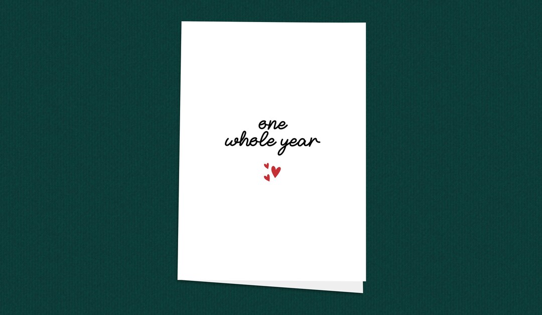 First Anniversary Card, One Year Together, Minimalist Romantic Card for ...