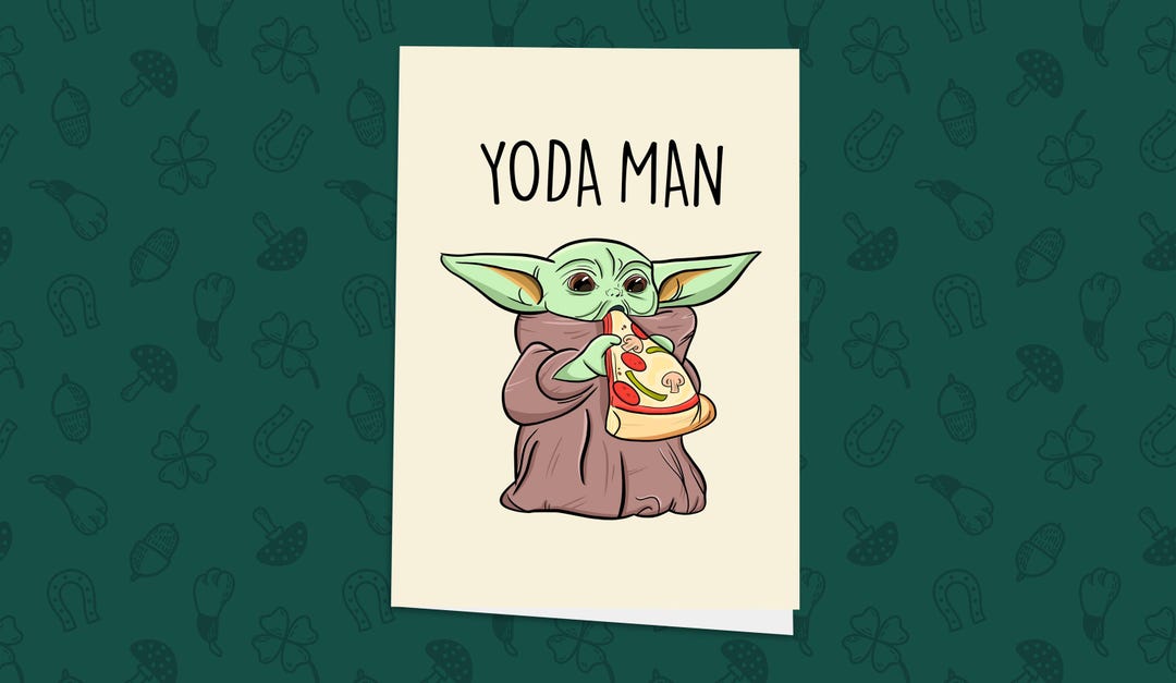 Yoda Man Good Luck Card, Starwars Card, Baby Yoda, Star Wars Card ...