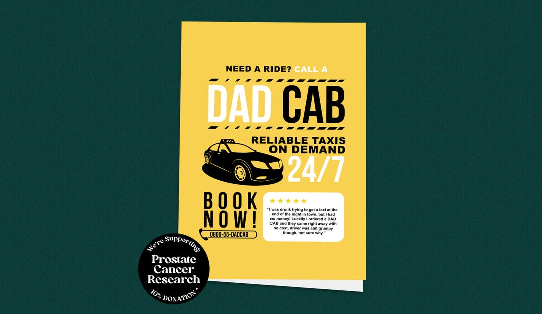 DAD CAB Father's Day Card! Taxi Dad, Unique, Funny Dad Card, Dad Banter ...
