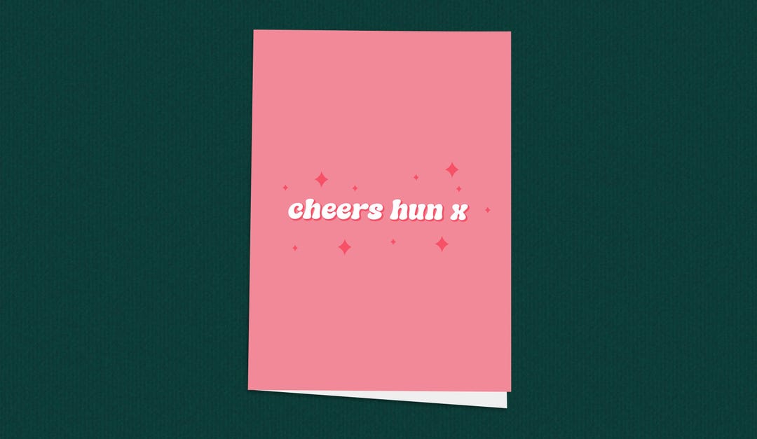 Cheers Hun X, Thank You Card, Cute Greeting Card, Cute Thank You Card ...