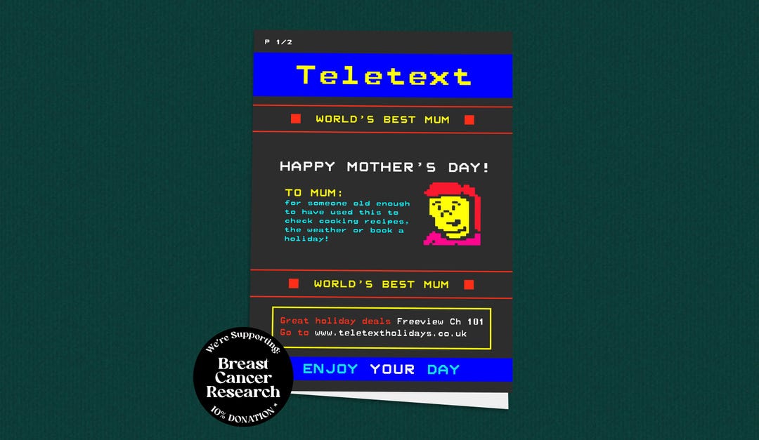 Teletext Mother's Day Card, 90s Nostalgia, 80s, 70s, Ceefax, Retro ...