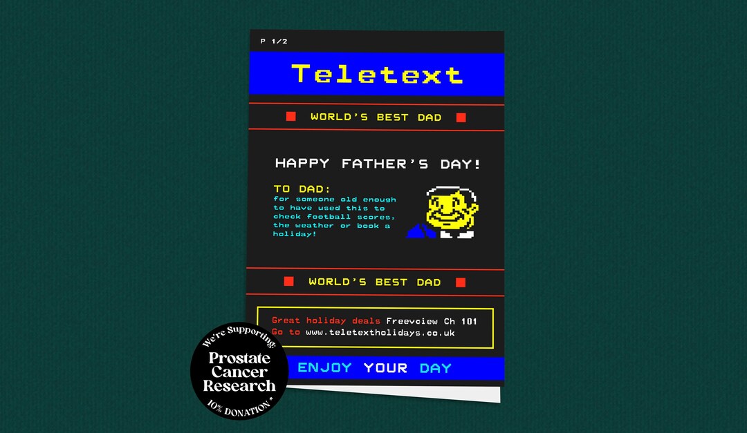 Teletext Father's Day Card, 90s Nostalgia, 80s, 70s, Ceefax, Retro ...