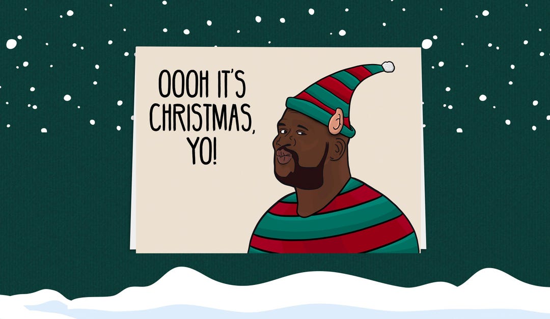 Shaq Shimmy Meme Christmas Card Funny Elf Xmas Card For Him Viral