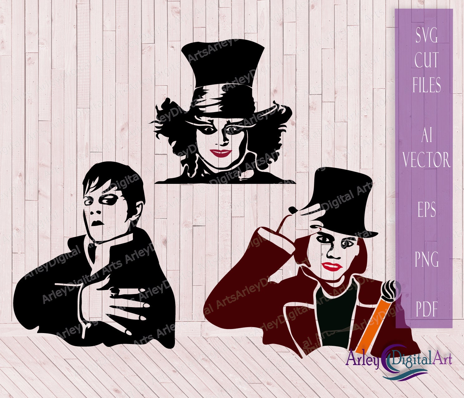 Johnny Depp Bundle SVG, Willy Wonka, Barnabas Collins, the Mad Hatter ...