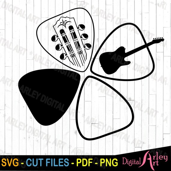 Guitar Pick SVG Silhouette Cut Files Musical Instrument - Etsy