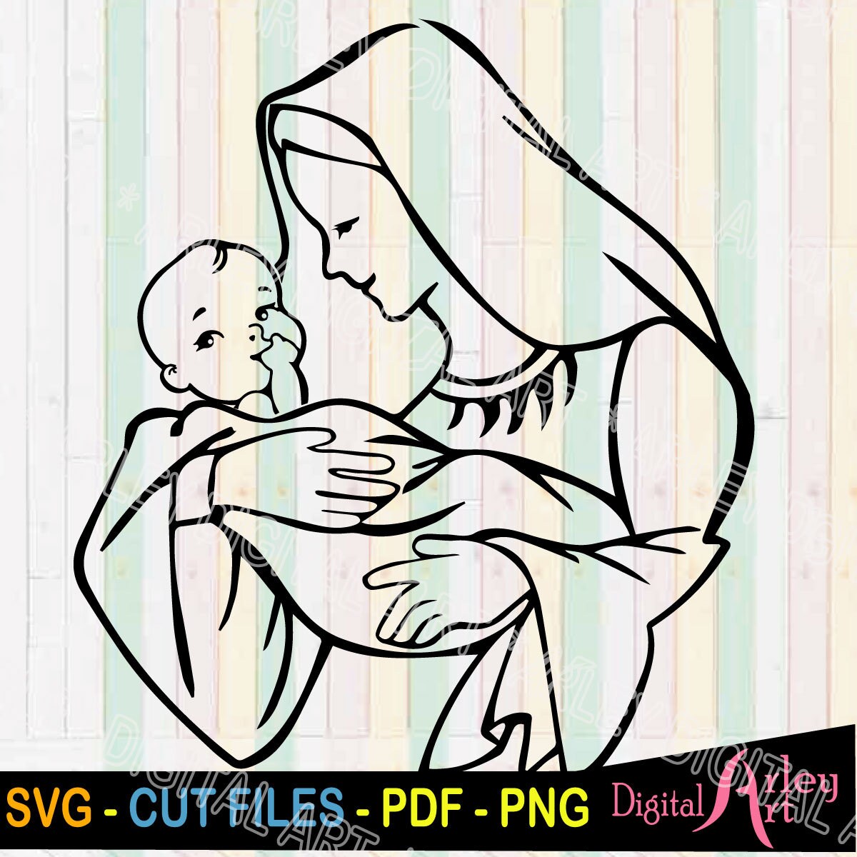 Silueta de la Virgen María y el Niño Jesús, Natividad del Niño Jesús ...