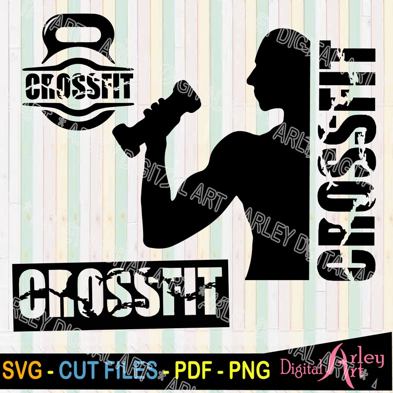 Crossfit SVG, Silhouette Cut Files, PNG Gym Files, Fitness and Workout ...