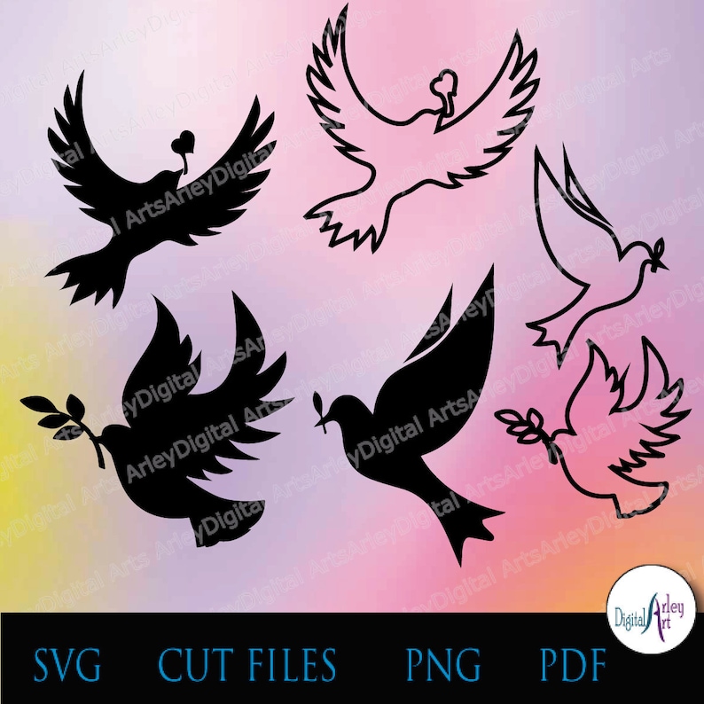 Dove Olive Branch SVG Bundle, Holy Spirit Cricut Vector, Silhouette Cut ...