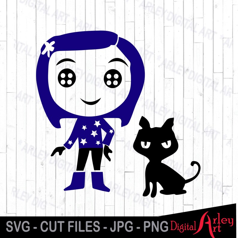 Coraline y Cat SVG para Silhouette Cut Files, linda Caroline svg, archivo digital, archivos PNG ...