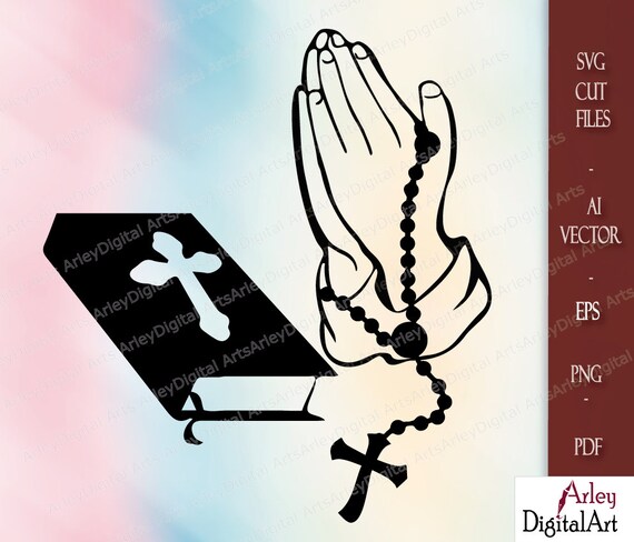 Praying Hands Rosary Vector