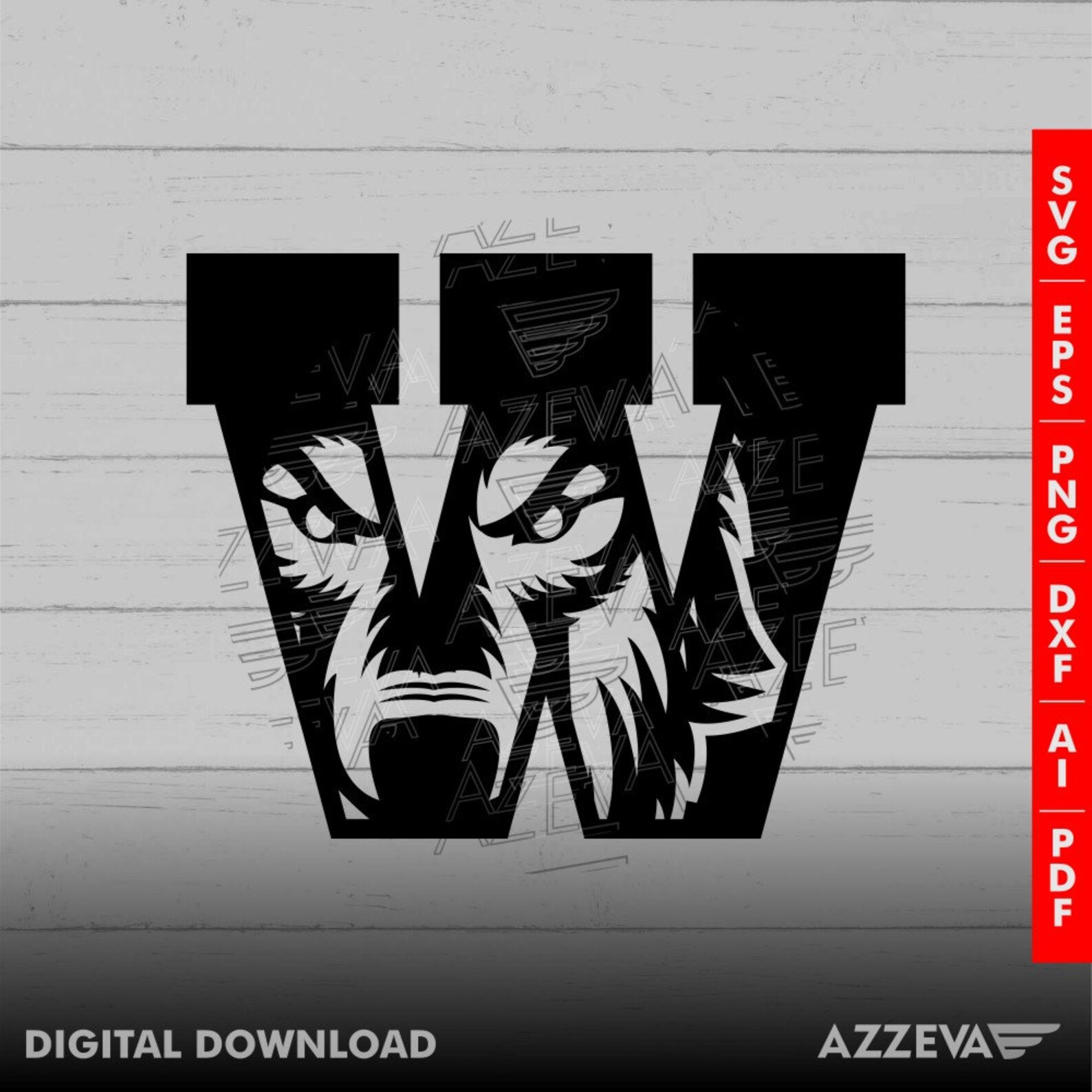 Wolf in W Letter Design Png Eps Ai Dxf Png Pdf Jpg and - Etsy