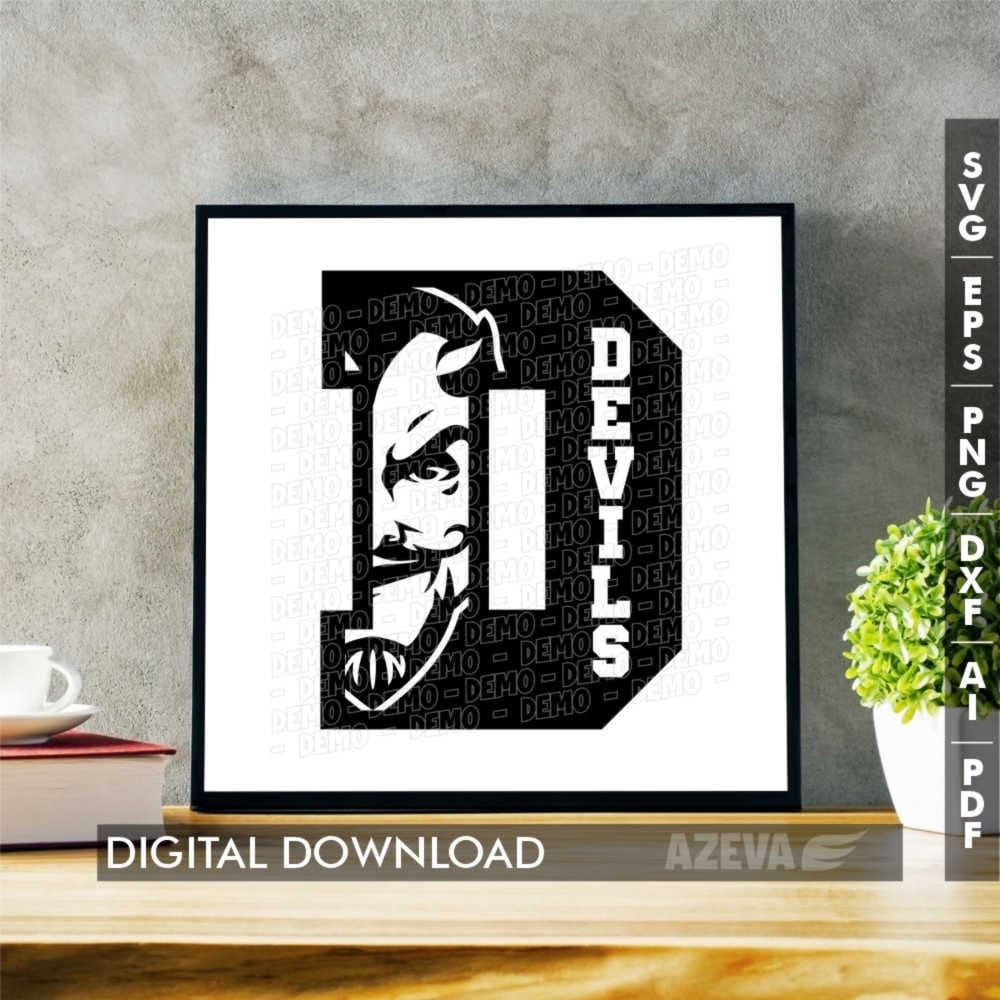 Devils Team Logo Svgmascot Inside Letterdevils Team Logo | Etsy