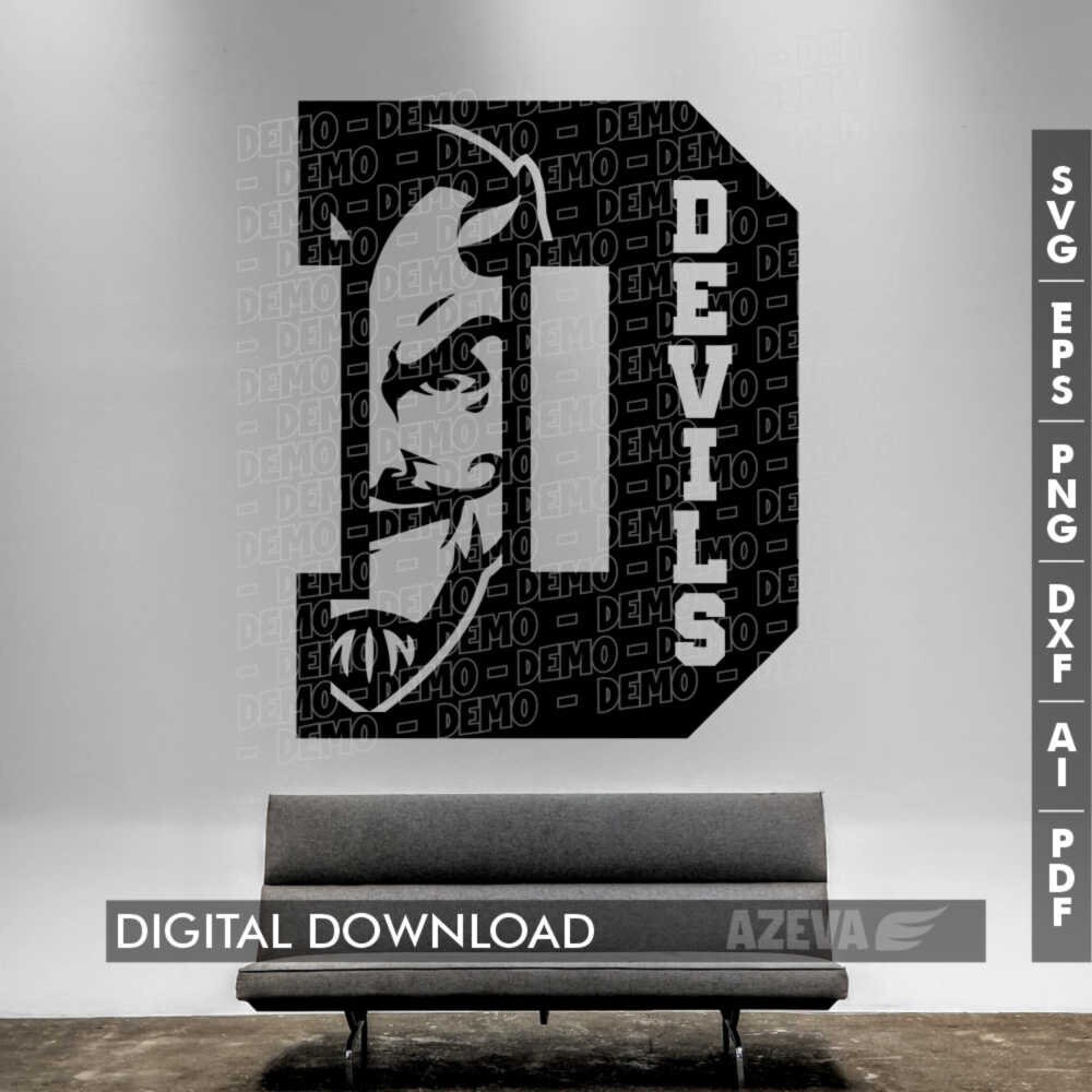 Devils Team Logo Svgmascot Inside Letterdevils Team Logo | Etsy
