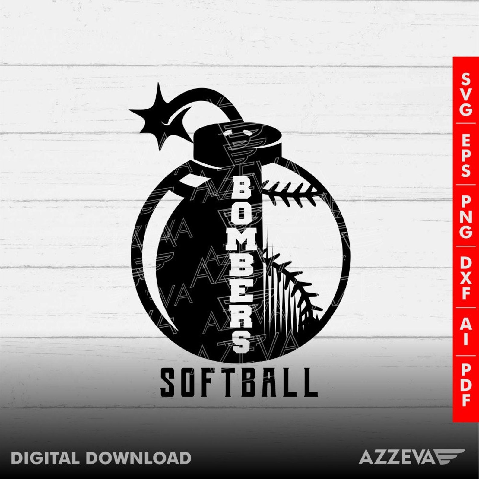 Bombers Softball Design Png Eps Ai Dxf Png Pdf Jpg and - Etsy