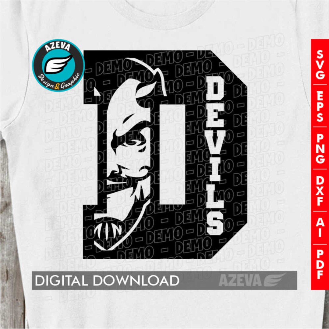 Devils Team Logo Svg,mascot Inside Letter,devils Team Logo T-shirt ...