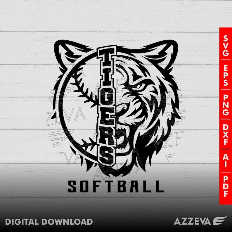 Tiger-softball-design Png, Eps, Ai, Dxf, Png, Pdf, Jpg and Svg Files for Cricut,svg for Shirts ...