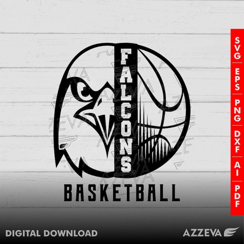 Falcons Basketball Design Png Eps Ai Dxf Png Pdf Jpg and - Etsy