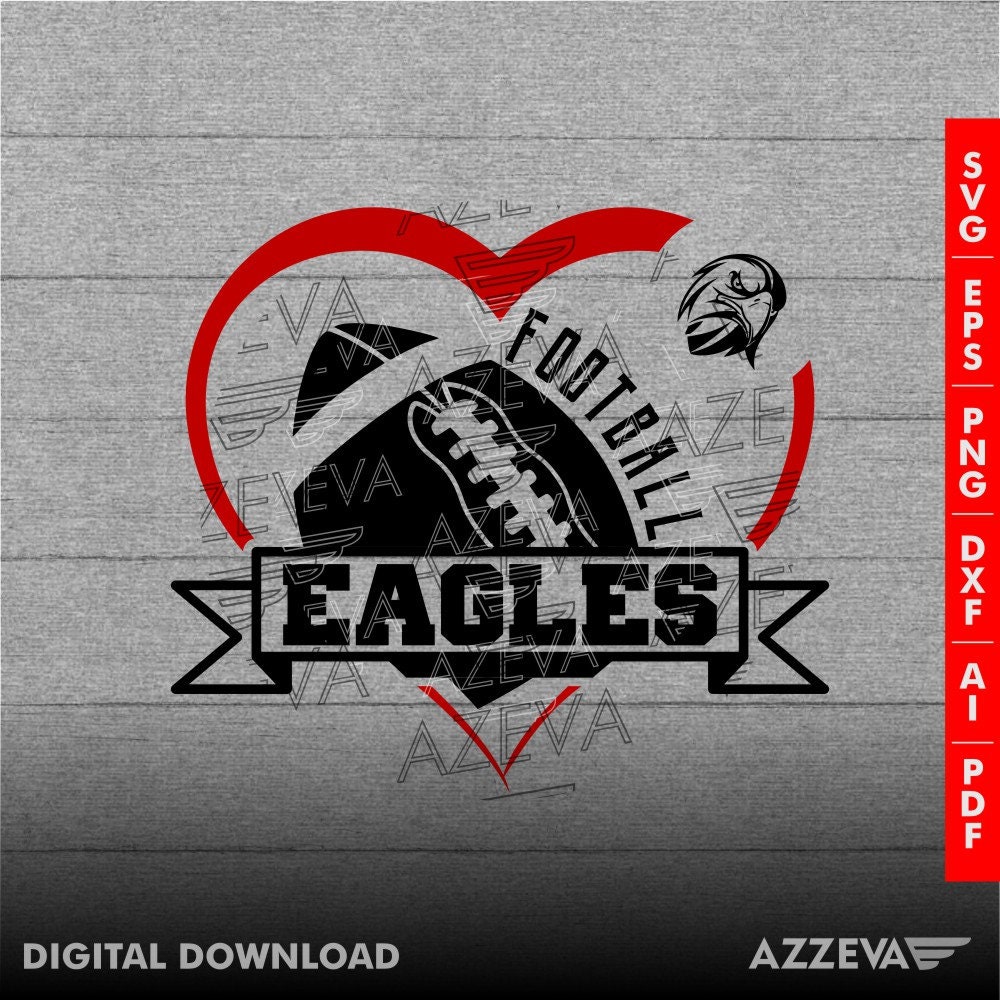 Eagles Football Heart Design Png Eps Ai Dxf Png Pdf Jpg - Etsy