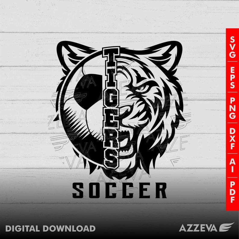 Tiger-soccer-design Png Eps Ai Dxf Png Pdf Jpg and Svg - Etsy
