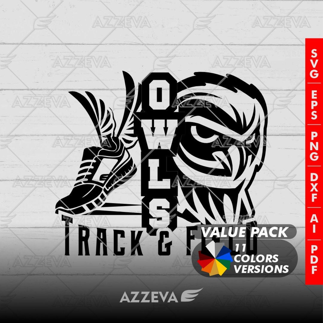 Owl Track & Field Design – 11 Colors, SVG PNG Clipart (digital Download ...