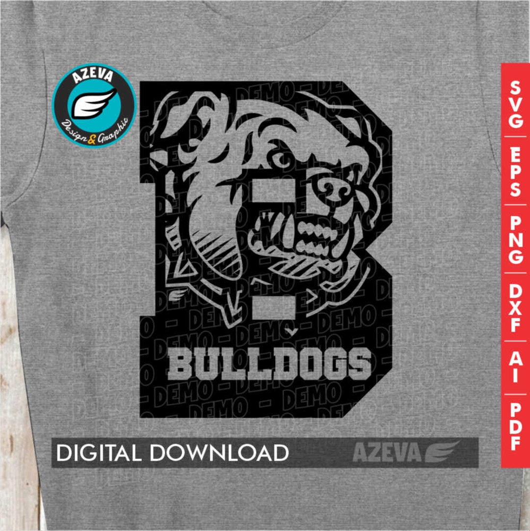 Bulldogs Team Logo Svg,mascot Inside Letter,bulldogs Logo T-shirt ...