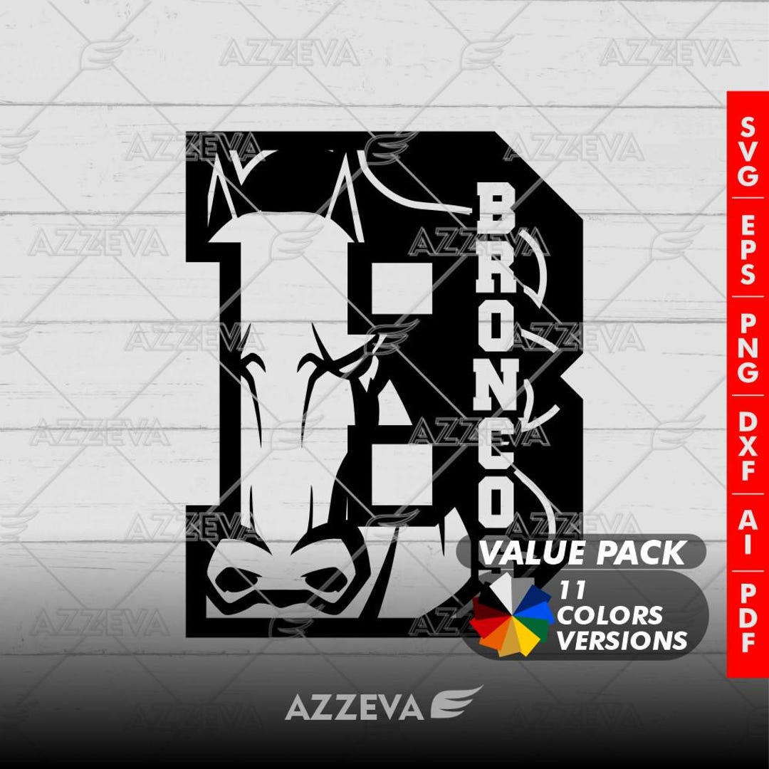 Bronco in B Letter Color Bundle Generic Design - Svg, Png, Ai, Pdf, Dxf ...