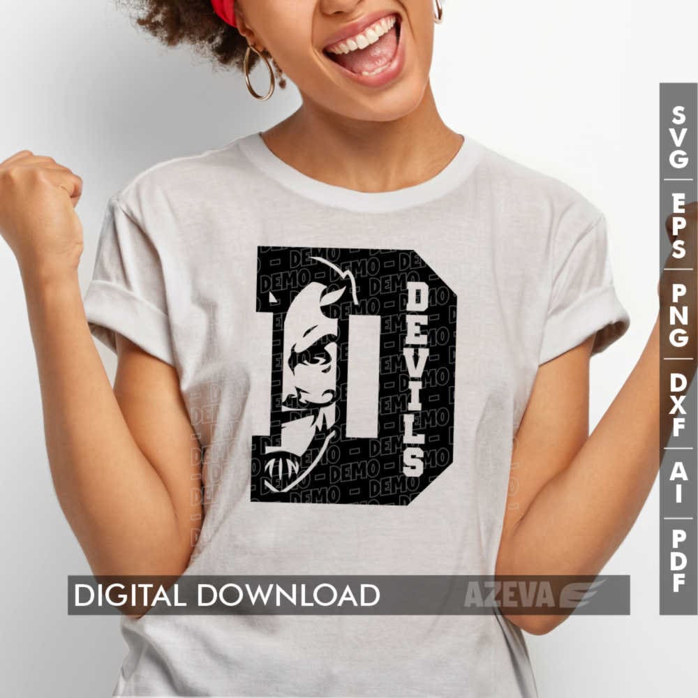 Devils Team Logo Svgmascot Inside Letterdevils Team Logo | Etsy