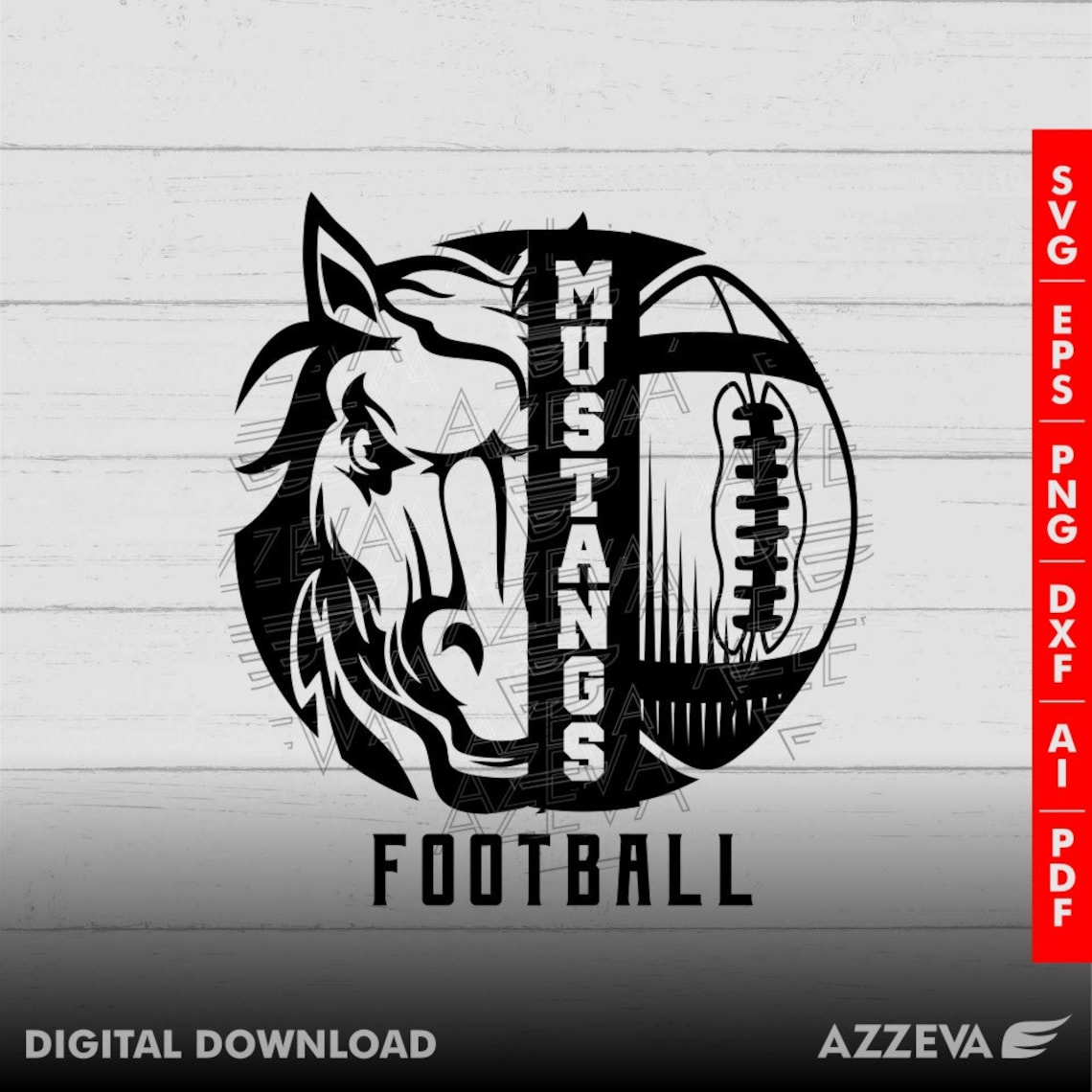 Mustangs Football Design Png Eps Ai Dxf Png Pdf Jpg and - Etsy