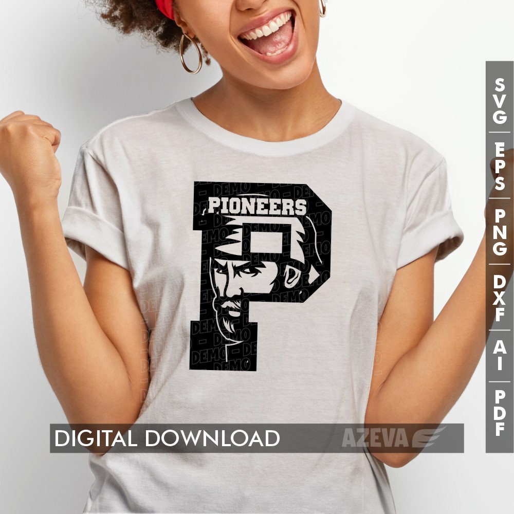 Pioneers Team Logo SVG, Mascot Inside Letter (digital Download) - Etsy