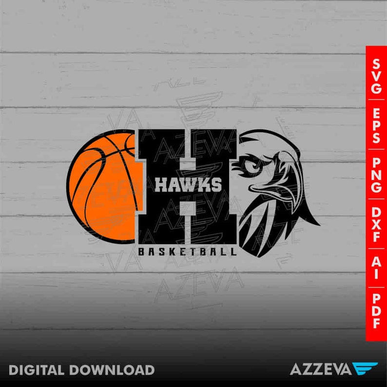 Hawks Basketball Design (svg, Png, Eps, Ai, Dxf, Pdf, Jpg) Digital ...