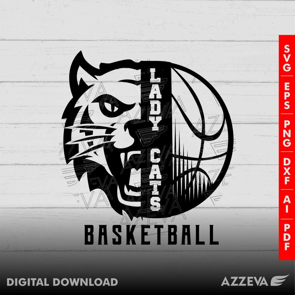 Lady Cats Basketball Design Png Eps Ai Dxf Png Pdf Jpg - Etsy
