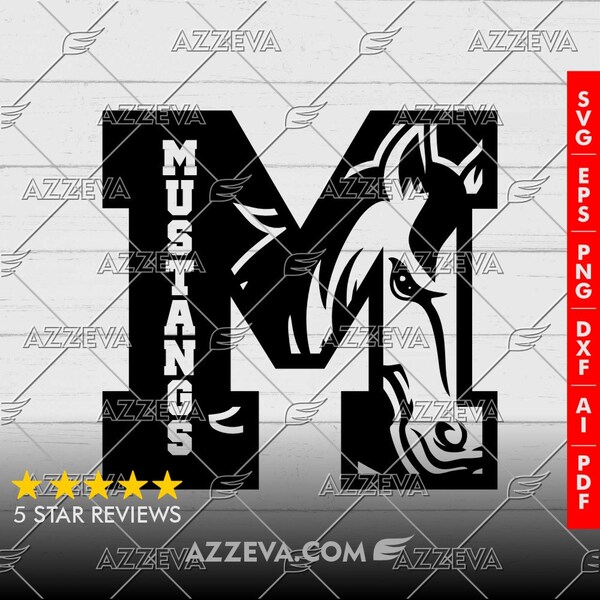 Mustang Football Logo - Etsy