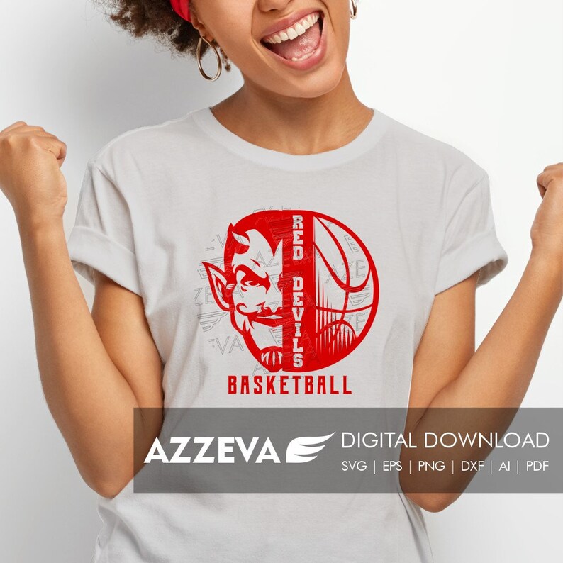 Red Devils Basketball Design Png Eps Ai Dxf Png Pdf Jpg - Etsy