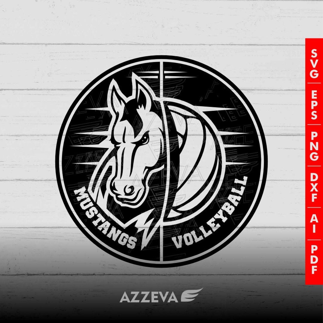 Mustang Volleyball Digital Files Sport Mascot Svg, Png, Jpg, ... - T ...