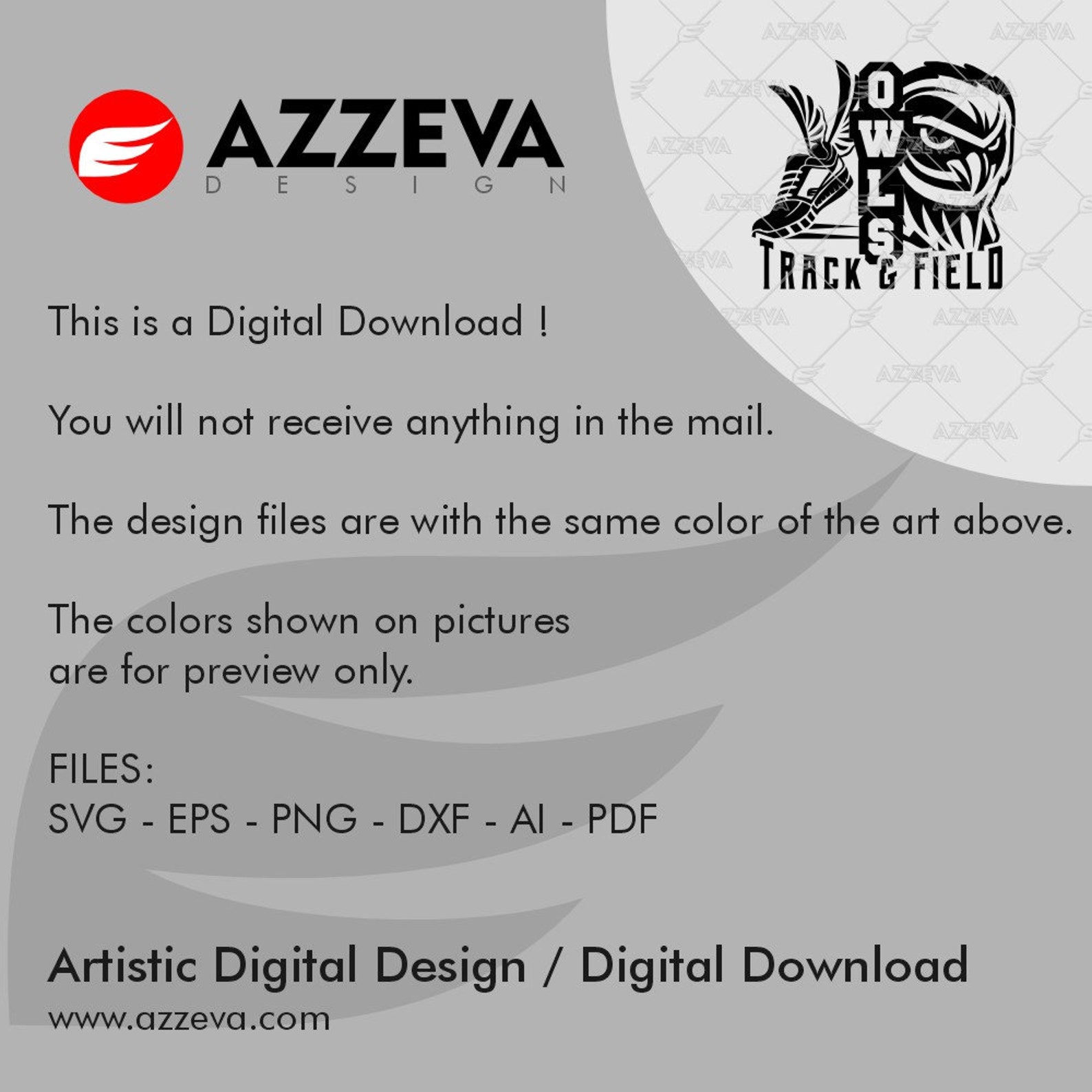 Owl Track & Field Design – 11 Colors, SVG PNG Clipart (digital Download ...