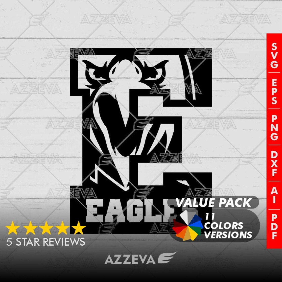 Eagle Initial E SVG – Mascot Letter Design, 11 Colors (digital Download ...