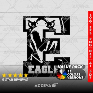 Eagle in E Letter Generic Design Bundle - 11 Colors in SVG, PNG and ...