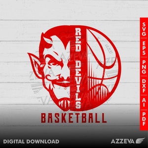 Red Devils Basketball Design Png, Eps, Ai, Dxf, Png, Pdf, Jpg and Svg ...