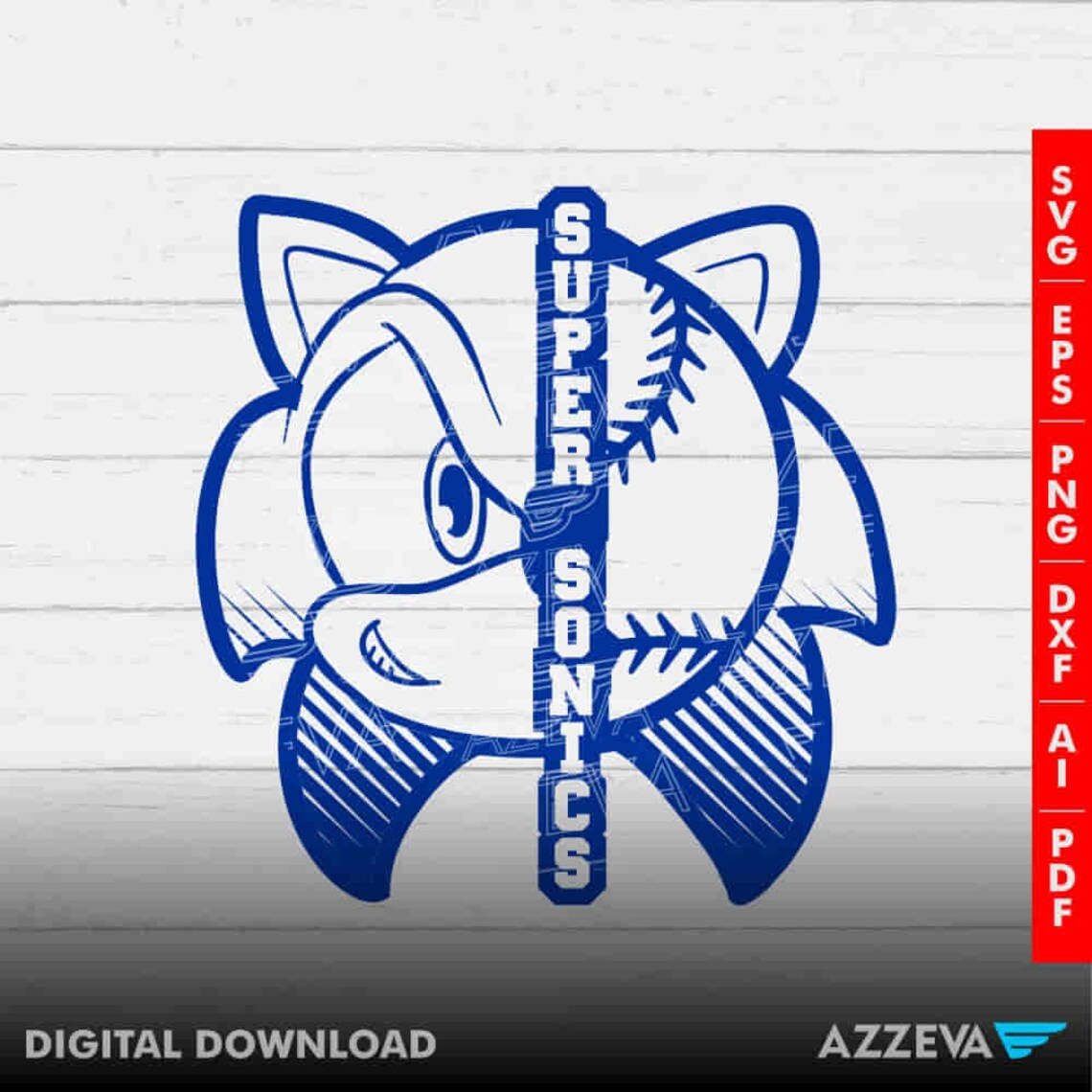 Sonic Baseball Design Png Eps Ai Dxf Png Pdf Jpg and Svg - Etsy