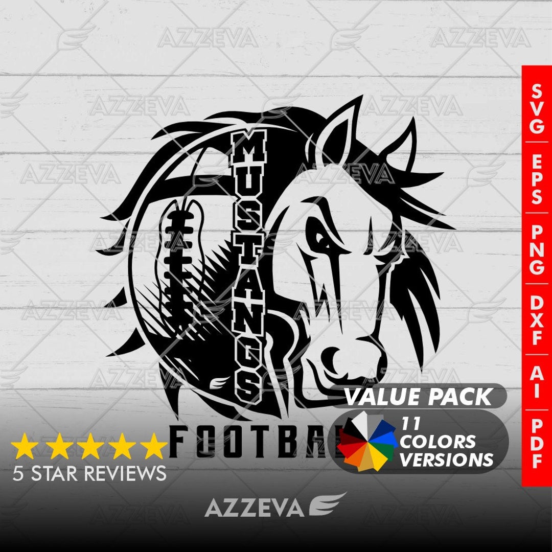 Mustang Football Generic Design Color Bundle - 11 Colors in SVG, PNG ...