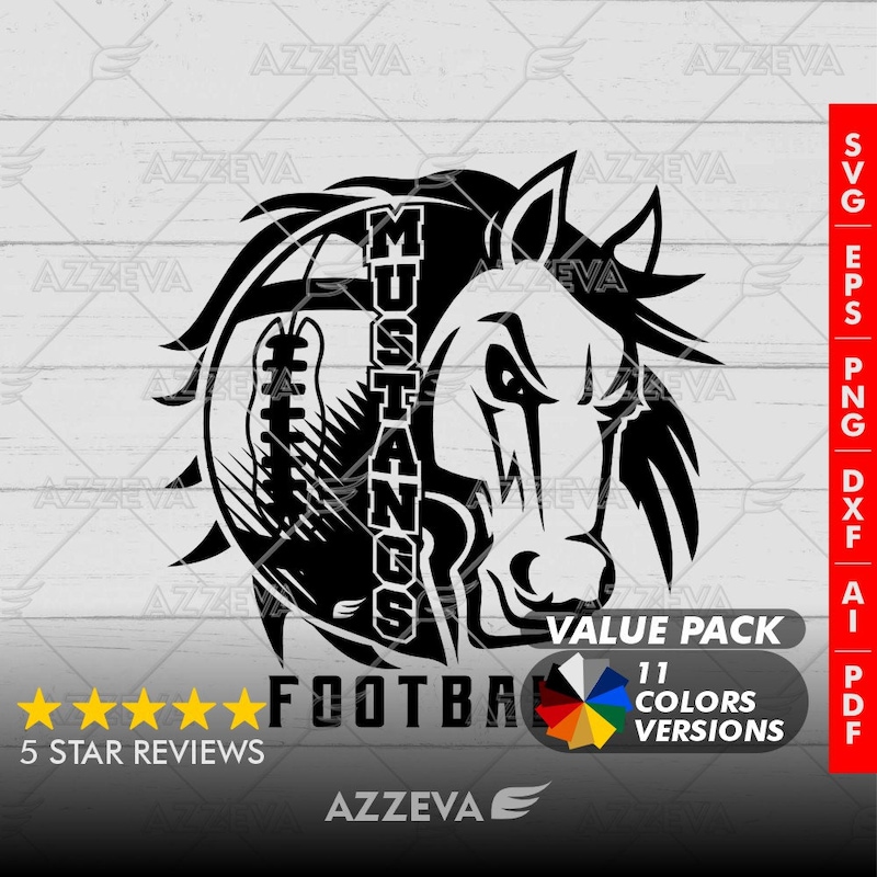 Mustangs Football Svg - Etsy