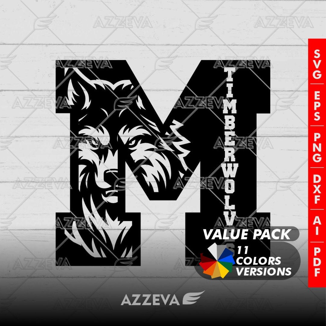 Timberwolf in M Letter Generic Design Color Bundle - 11 Colors in SVG ...
